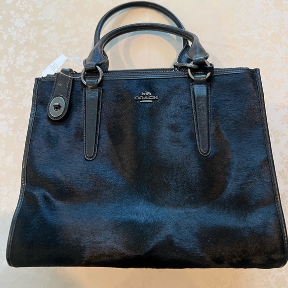 Coach | Bags | Coach Crosby Black Hair Calf Handbag Crossbody Satchel ...